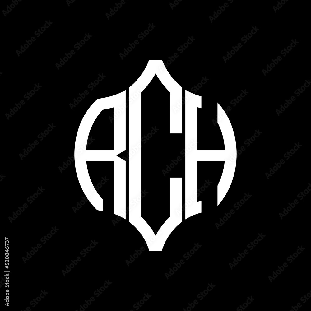 RCH letter logo. RCH best black background vector image. RCH Monogram ...
