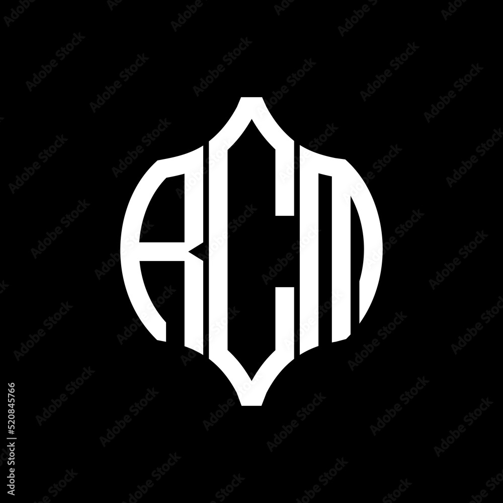 RCM letter logo. RCM best black background vector image. RCM Monogram ...