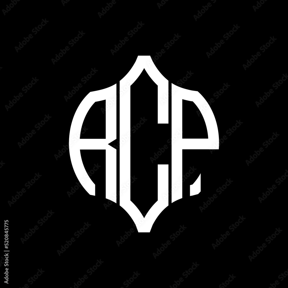 RCP letter logo. RCP best black background vector image. RCP Monogram ...