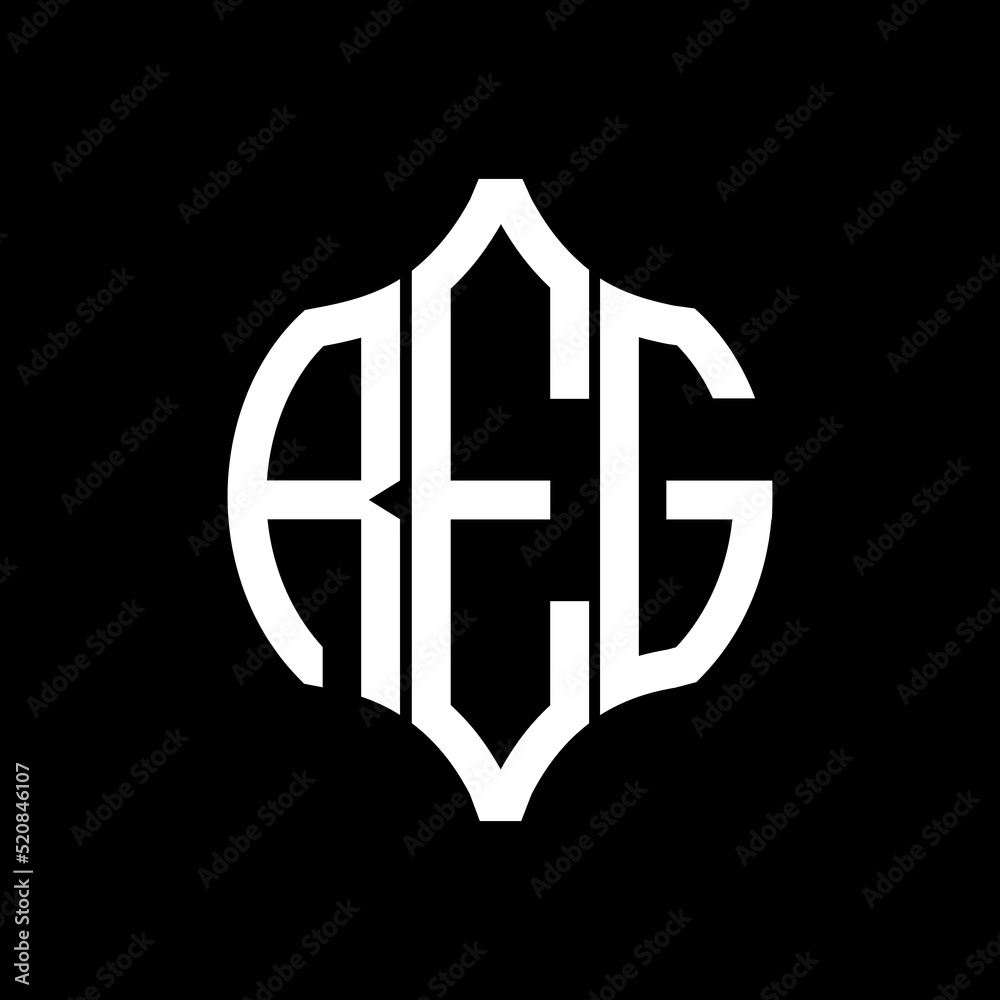 REG letter logo. REG best black background vector image. REG Monogram ...