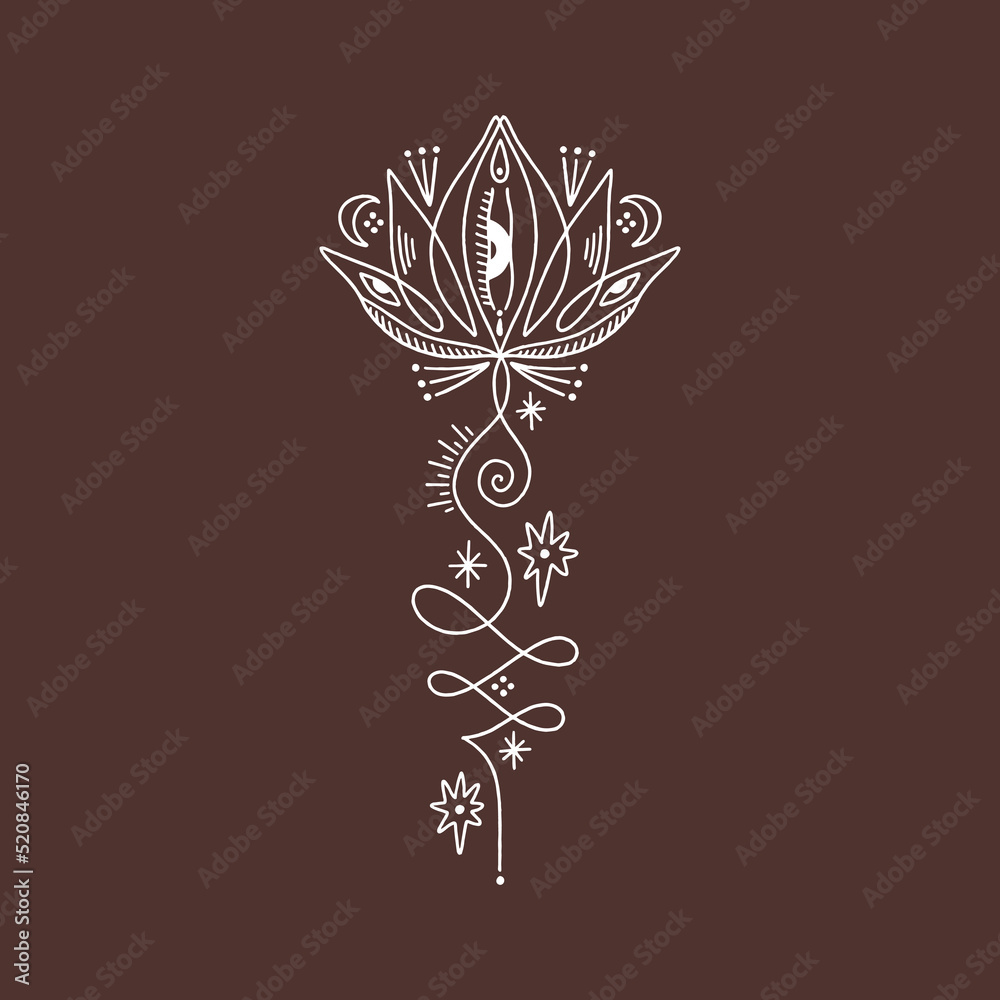 Moon lotus unamole Samadhi Sacred Geometry. Hindu and Buddhist symbol ...