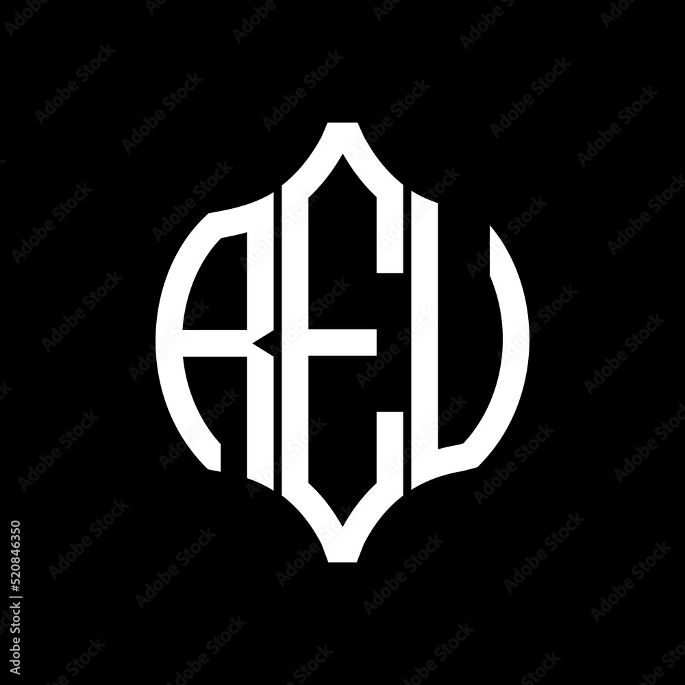 REV letter logo. REV best black background vector image. REV Monogram ...