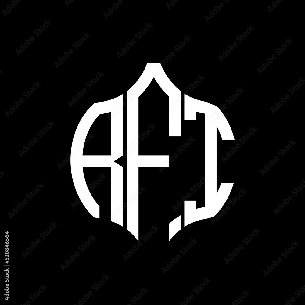 RFI letter logo. RFI best black background vector image. RFI Monogram ...