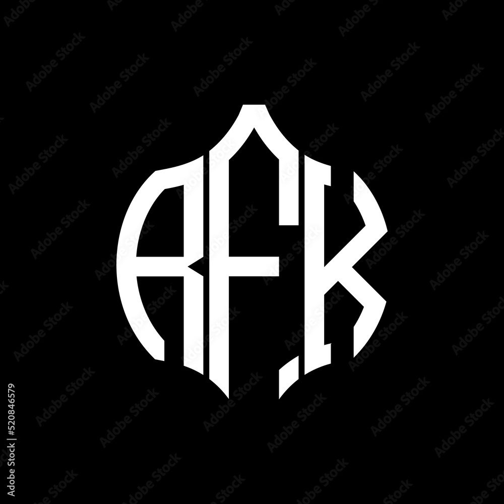 RFK letter logo. RFK best black background vector image. RFK Monogram ...
