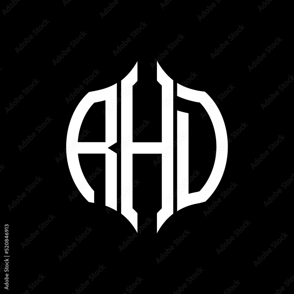 RHD letter logo. RHD best black background vector image. RHD Monogram ...
