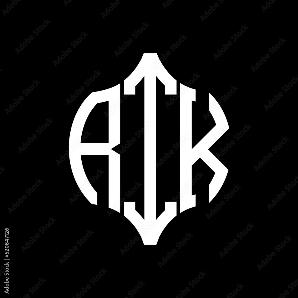 RIK letter logo. RIK best black background vector image. RIK Monogram ...