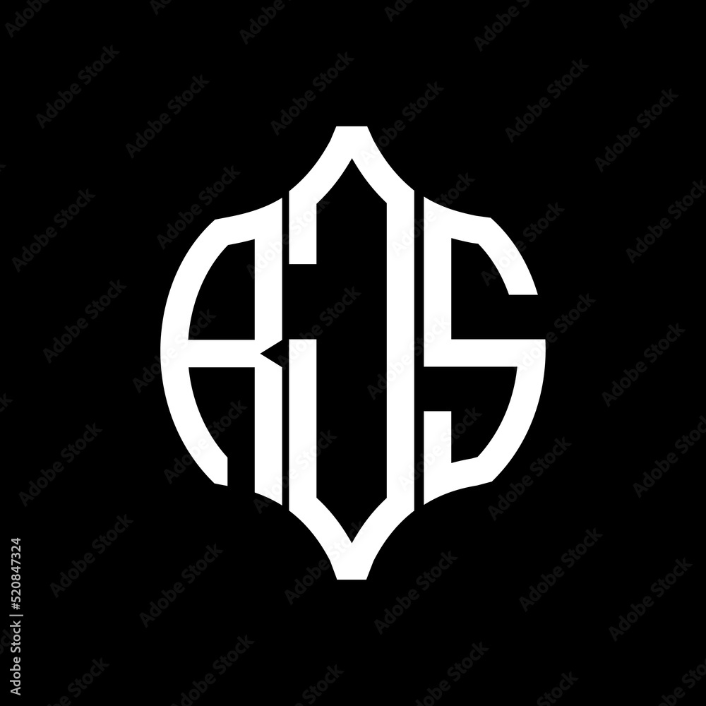RJS letter logo. RJS best black background vector image. RJS Monogram ...
