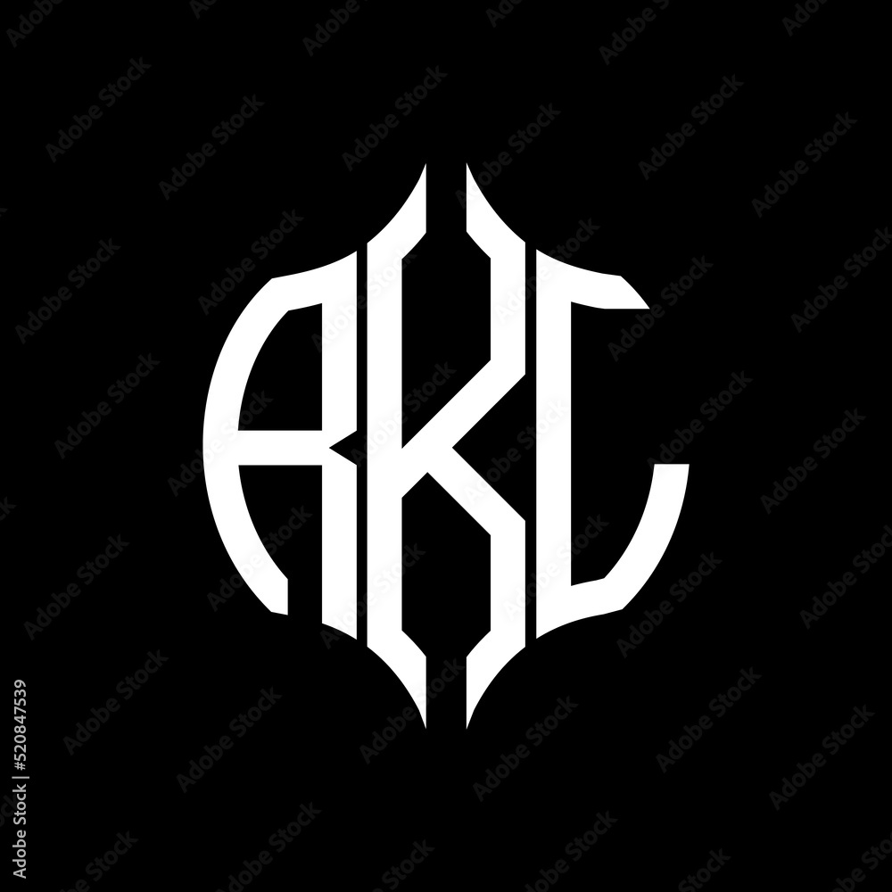RKL letter logo. RKL best black background vector image. RKL Monogram ...