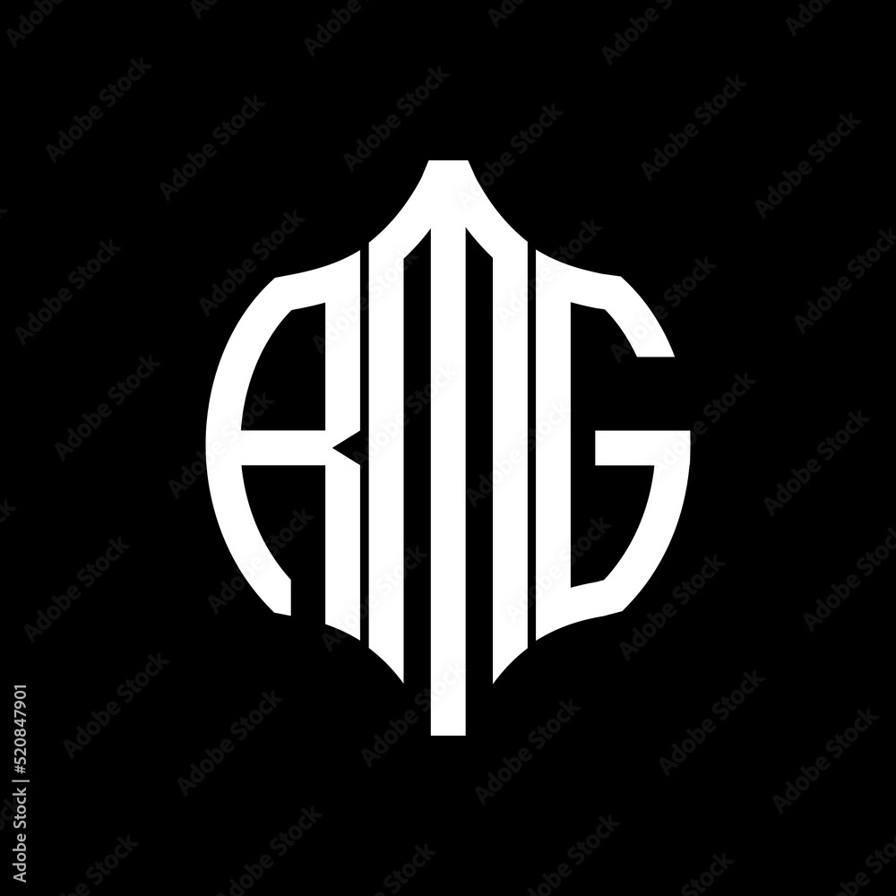 RMG letter logo. RMG best black background vector image. RMG Monogram ...