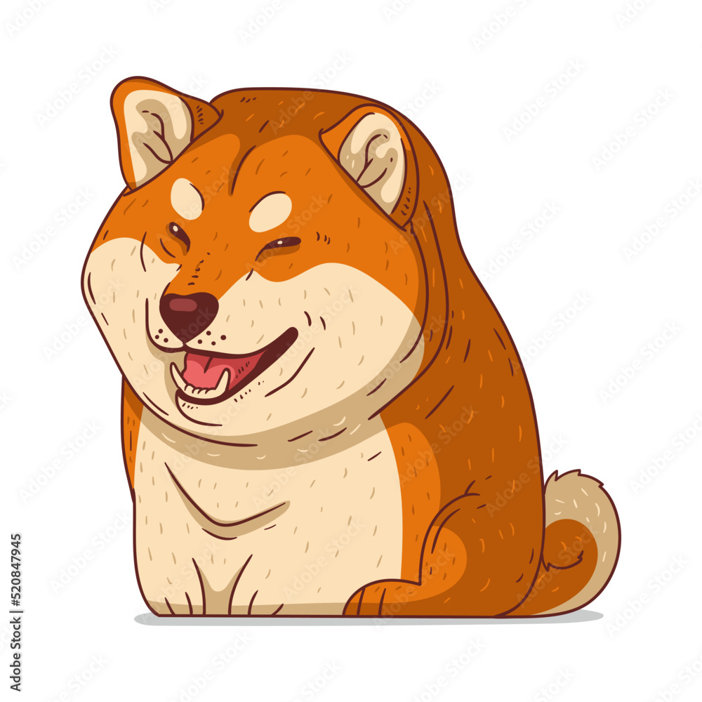 A Shiba Inu, isolated vector illustration. Cute cartoon picture for ...
