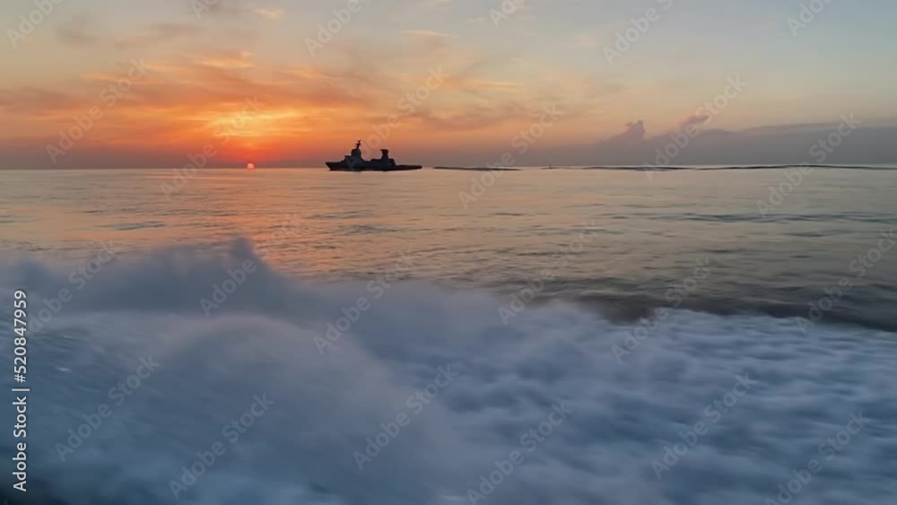 Navy warship in the sea at sunset, sailing shot Israel Idf navy warship ...