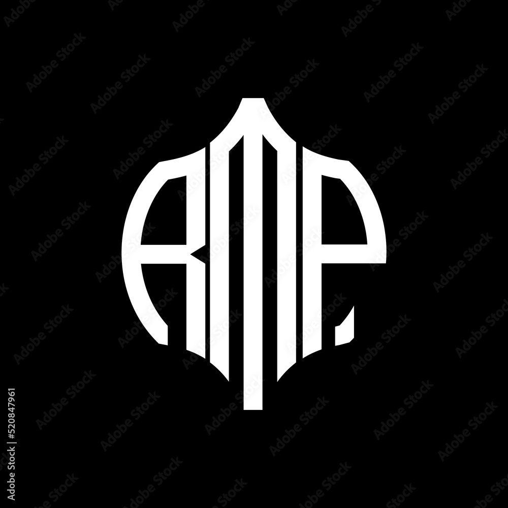RMP letter logo. RMP best black background vector image. RMP Monogram ...