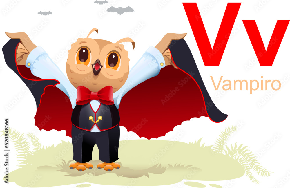 ABC spanish alphabet letter v language vampire translation. Funny ...