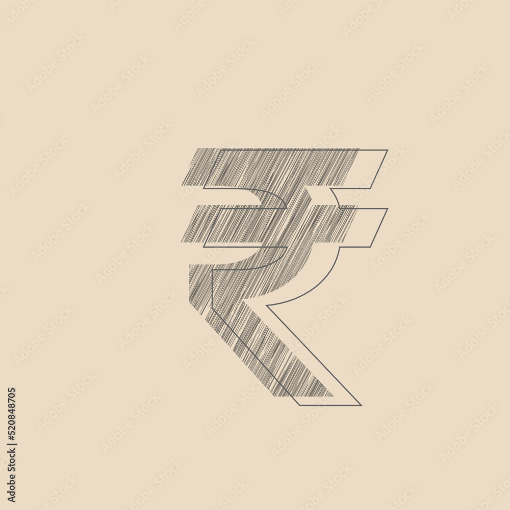 Vetor de Sketch of rupee sign. rupees currency symbol drawn isolated ...