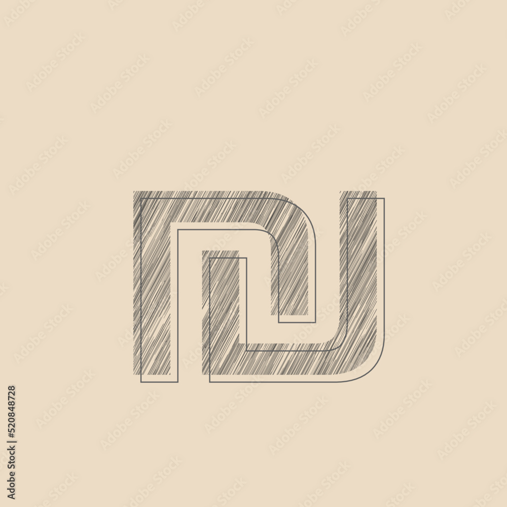 Sketch of Shekel sign. Shekel currency symbol drawn isolated. Hand ...
