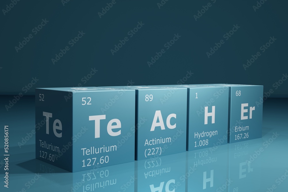 Background of 3d cubes of the elements of the periodic table, tellurium ...