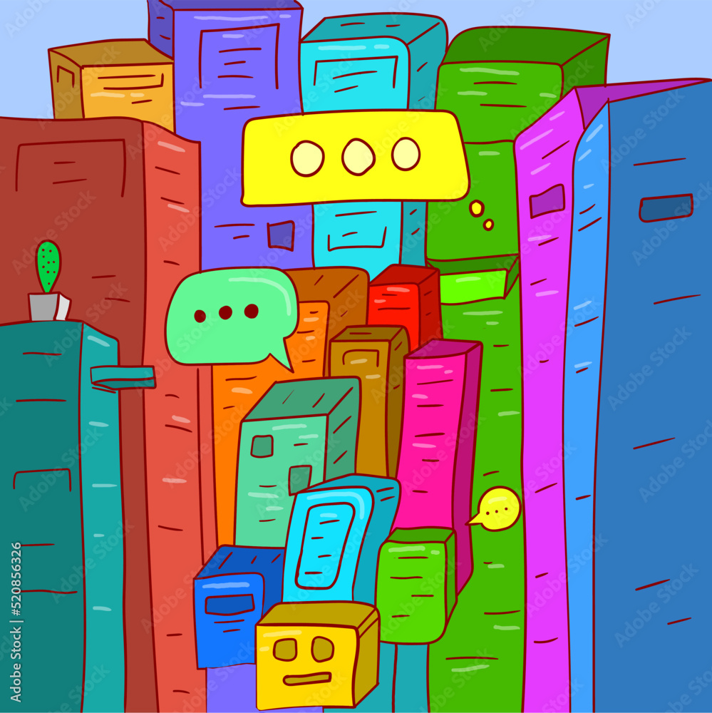 busy and sickening office background hand drawn colorful vector Stock ...