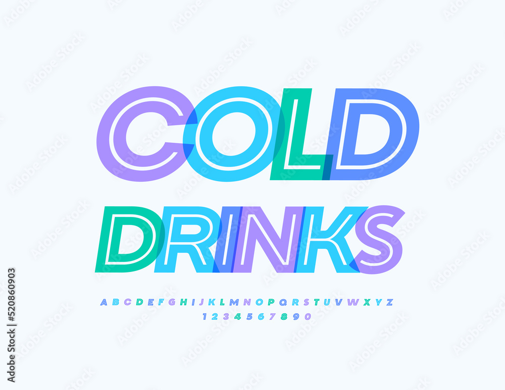 Vector advertising sign Cold Drinks for Menu, Bars, Cafe. Decorative ...