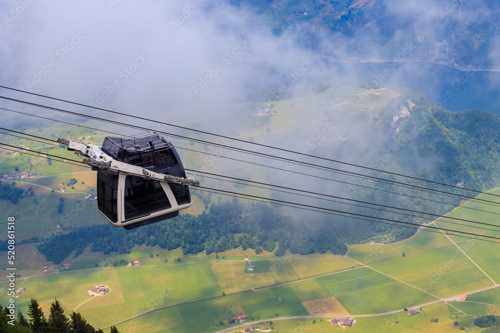 Gondola of Stanserhorn cabrio cable car to Stanserhorn mountain in ...