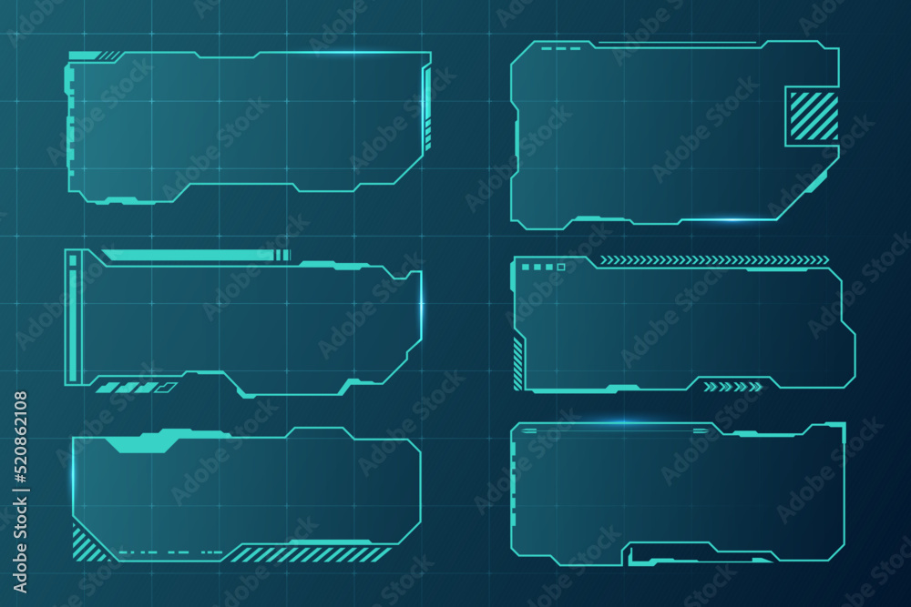 Futuristic HUD frames. User interface elements, border aim control ...