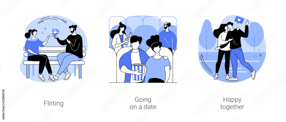 Students romantic relationship isolated cartoon vector illustrations se ...