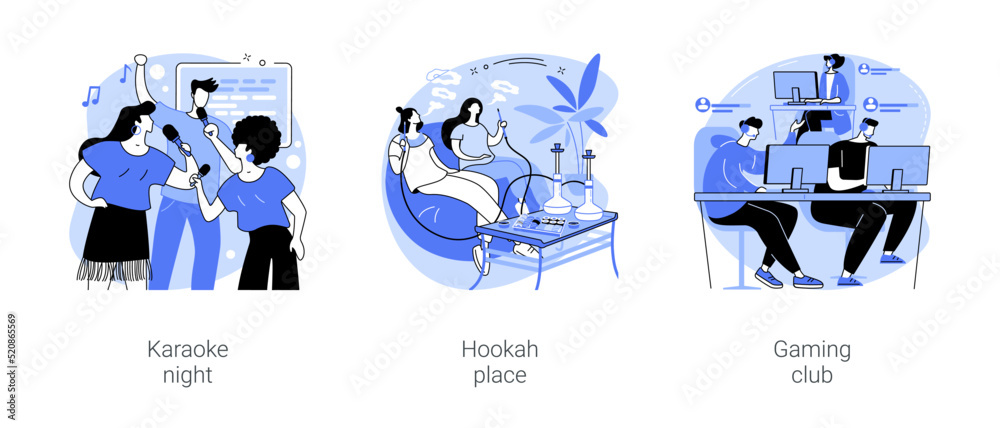 Evening entertainment isolated cartoon vector illustrations se Stock ...