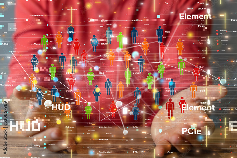 Global network. Blockchain. 3D illustration. Neural networks and ...