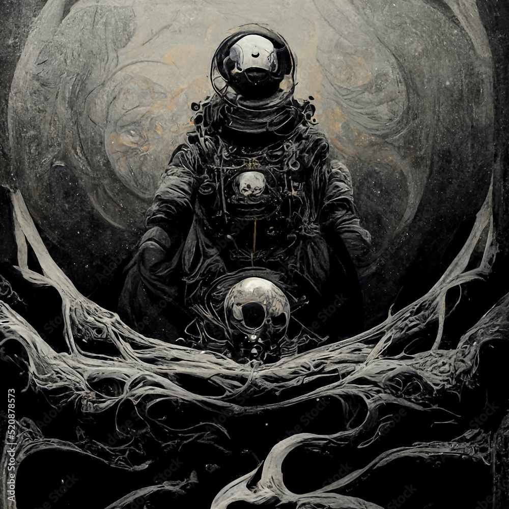 Gothic horror dark scene with skull, bones and skeleton. Artistic ...