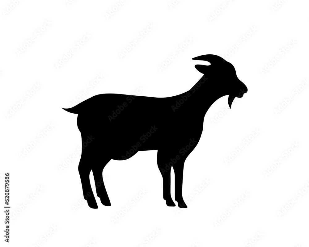 Goat black silhouette. Goat symbol. Farm animal icon isolated on white ...