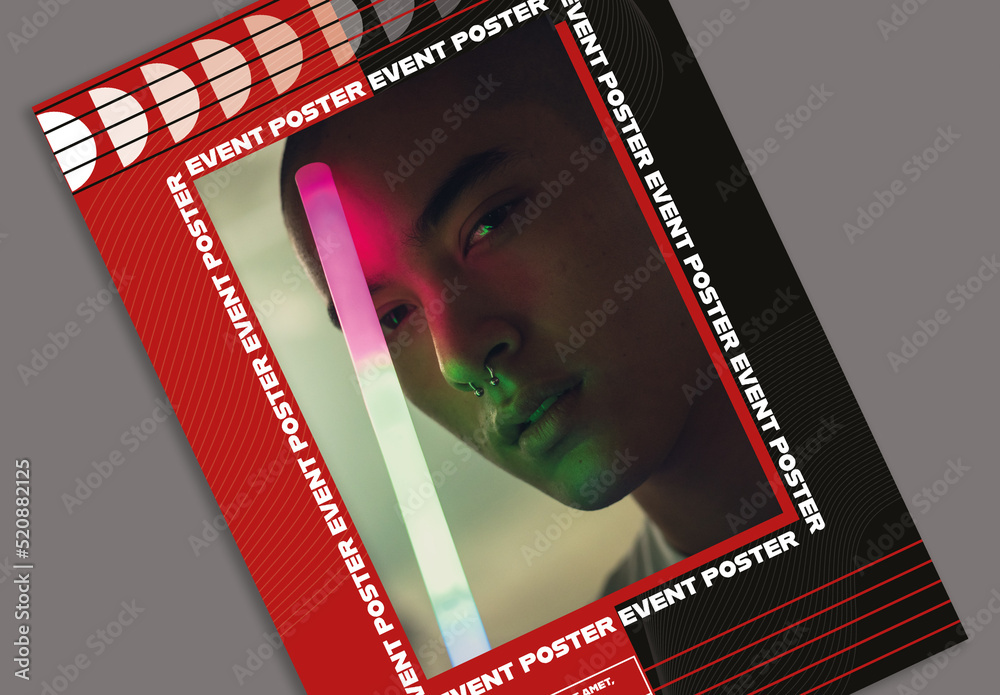 Black and Red Event Poster Stock Template | Adobe Stock
