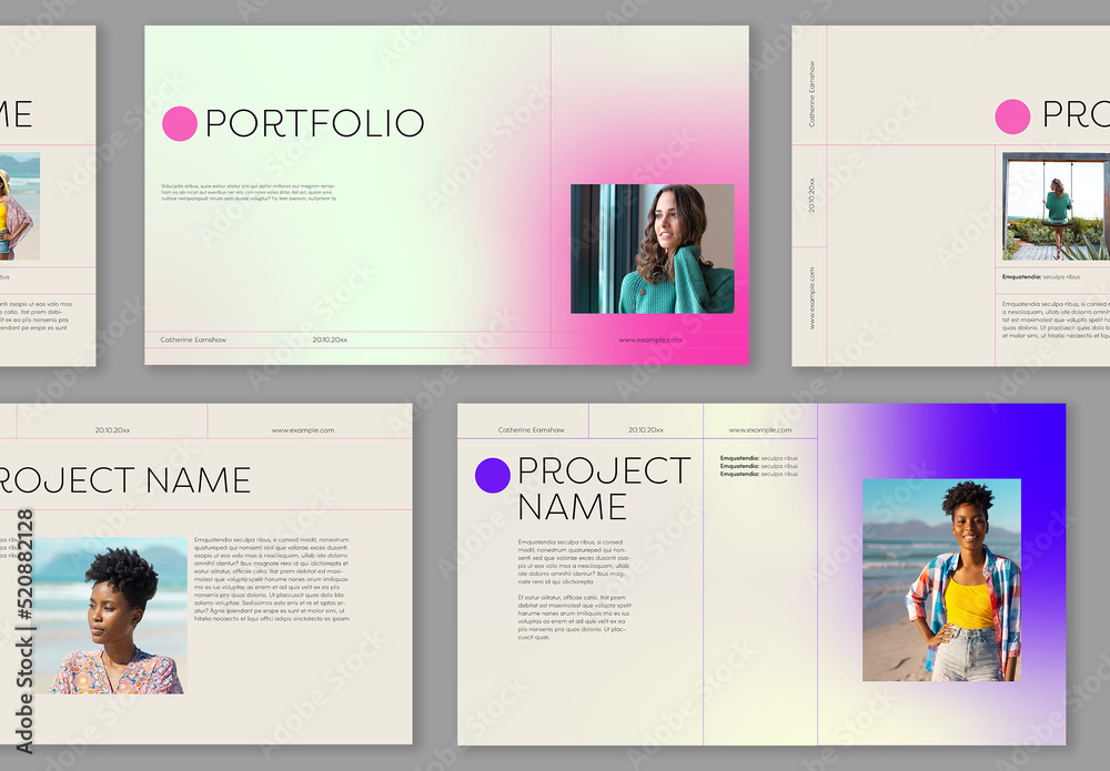 Gradient Portfolio Layout Design Stock Template | Adobe Stock