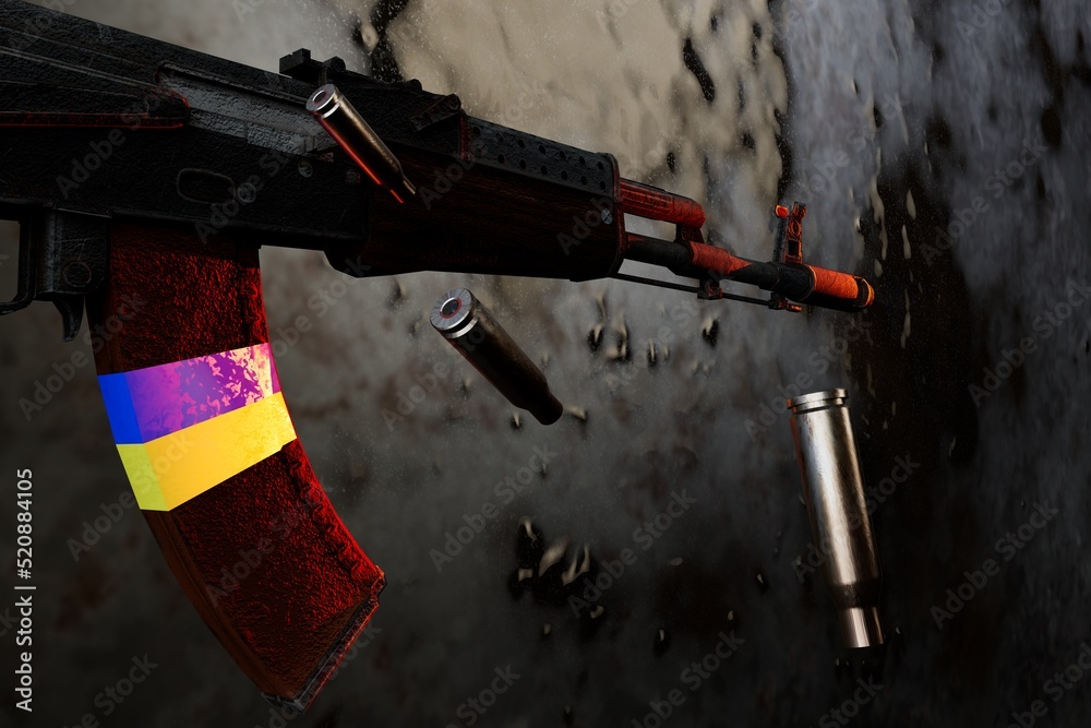 weapons,machine gun,rifle.war in Ukraine.machine gun with a blue and ...