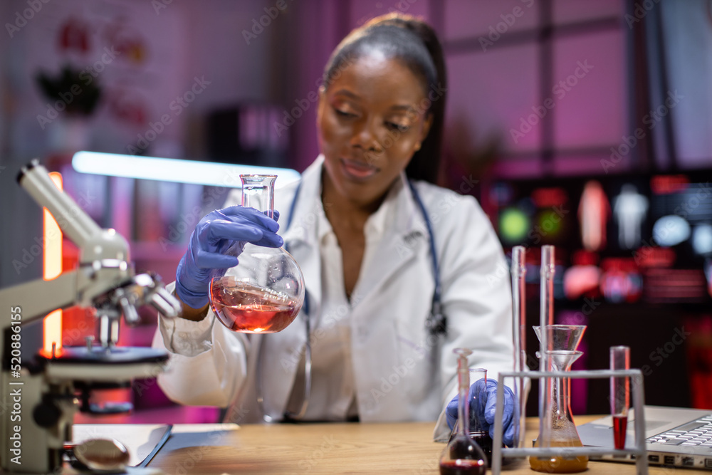 Positive african american female scientist or medical in lab coat ...