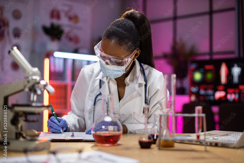 Professional african american woman microbiologist or medical worker ...