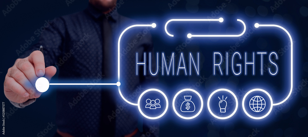 Hand writing sign Human Rights. Conceptual photo Moral Principles ...