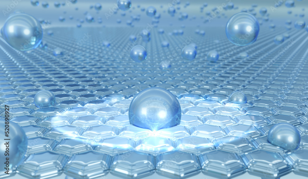 Cosmetic 3D bubble background with skin texture. Reduce saggy skin of ...