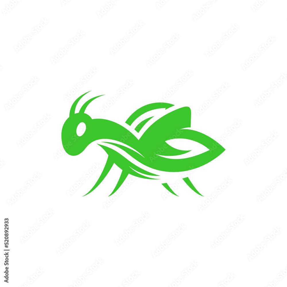 Grasshopper mantis logo, cricket insect icon, green insect logo for ...