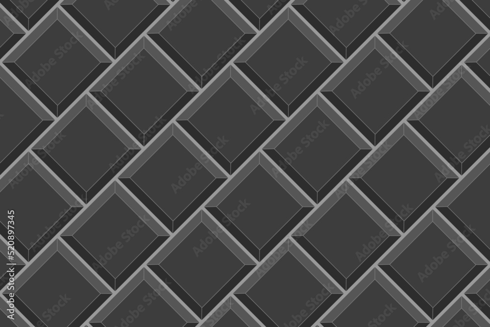 Black square tile diagonal texture. Kitchen backsplash seamless pattern ...