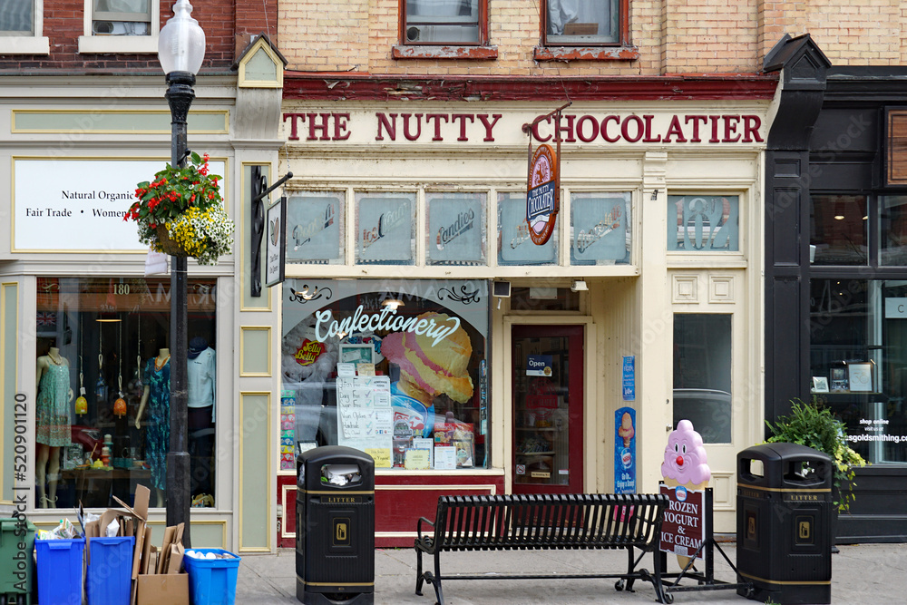 Old fashioned small town main street storefronts in 19th century ...