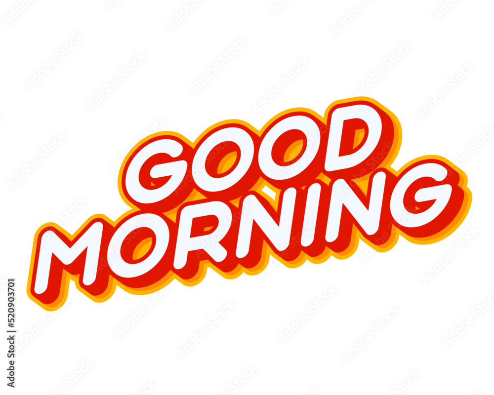 Good Morning lettering isolated on white colourful text effect design ...