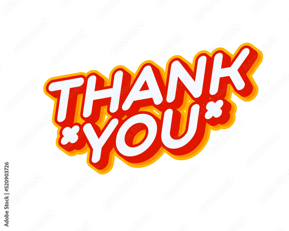 Thank You lettering isolated on white colourful text effect design ...
