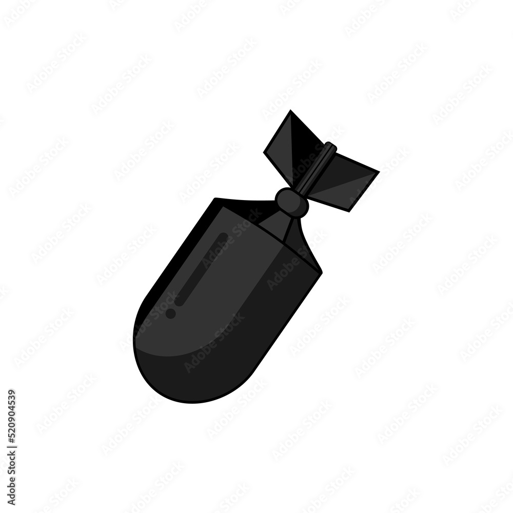 Nuclear missile-air bomb, atomic bomb. Flat vector illustration. A ...