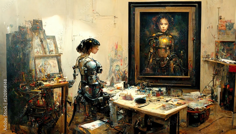 AI text to image generator, Art making robot, AI artist artificial ...