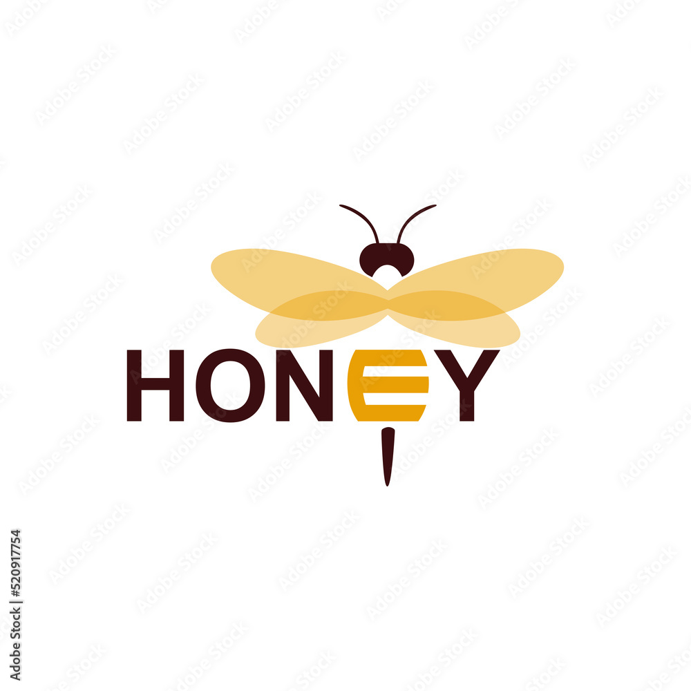 Honey logo design bee symbol concept. Vector illustration of a honey ...