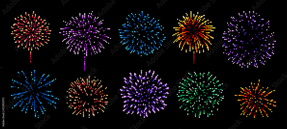 Photo & Art Print Pixel art firework explosion, Vector Tradition