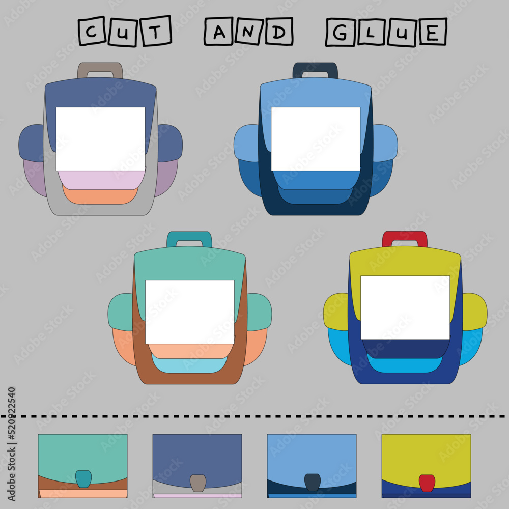 Cut out and glue the part of the backpack to its pair.Preschool ...