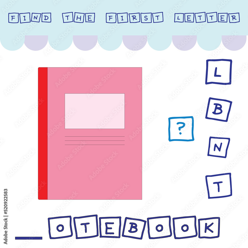 Find the first letter of the word NOTEBOOK and connect. Educational ...