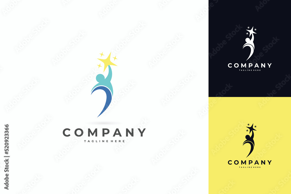 people rising star logo template Stock Vector | Adobe Stock