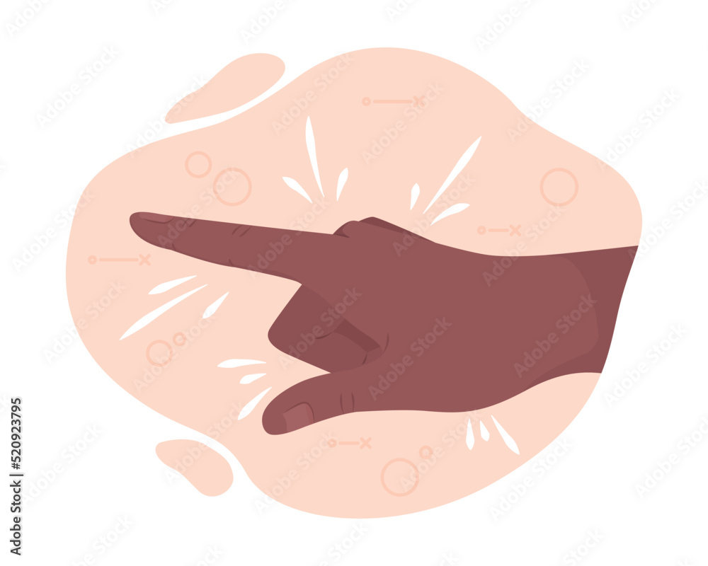 Index finger 2D vector isolated illustration. Drawing someone attention ...