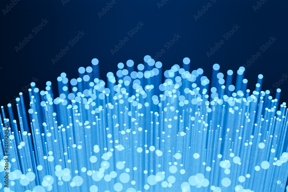 Fiber optics, abstract & blur background.Glowing Fiber Optic Channels ...